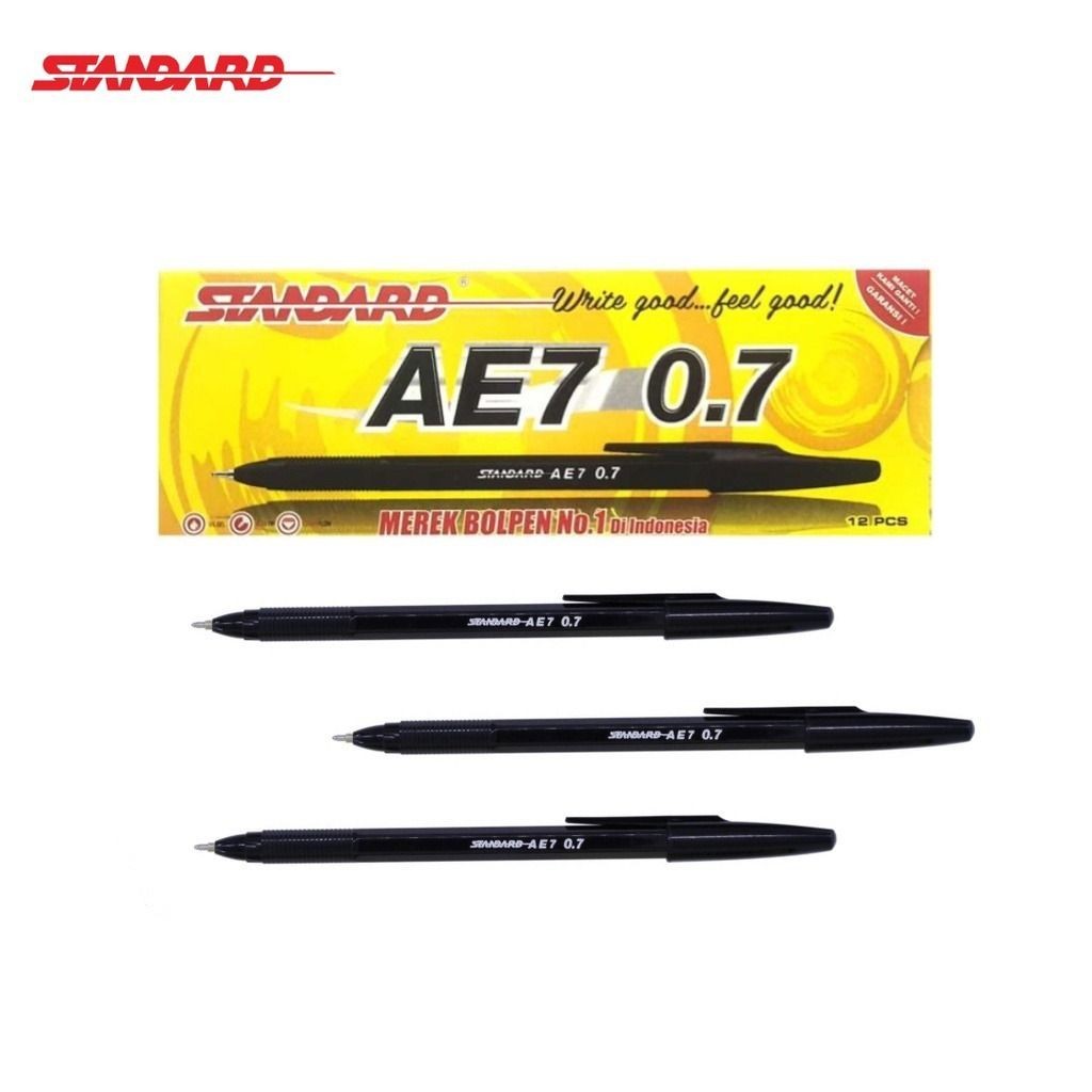 Jual STANDARD AE-7 BLACK 0.7MM / PULPEN HITAM | Shopee Indonesia