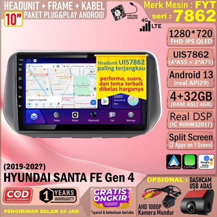 Jual Paket Headunit Android 10 inch + Frame + PNP Canbus Hyundai ...