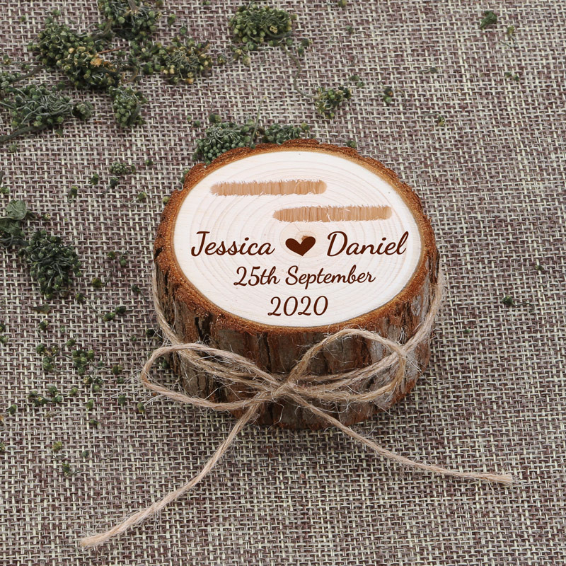 Jual Personalized Wedding Ring Bearer Box Rustic Wedding Ring Box Wood ...