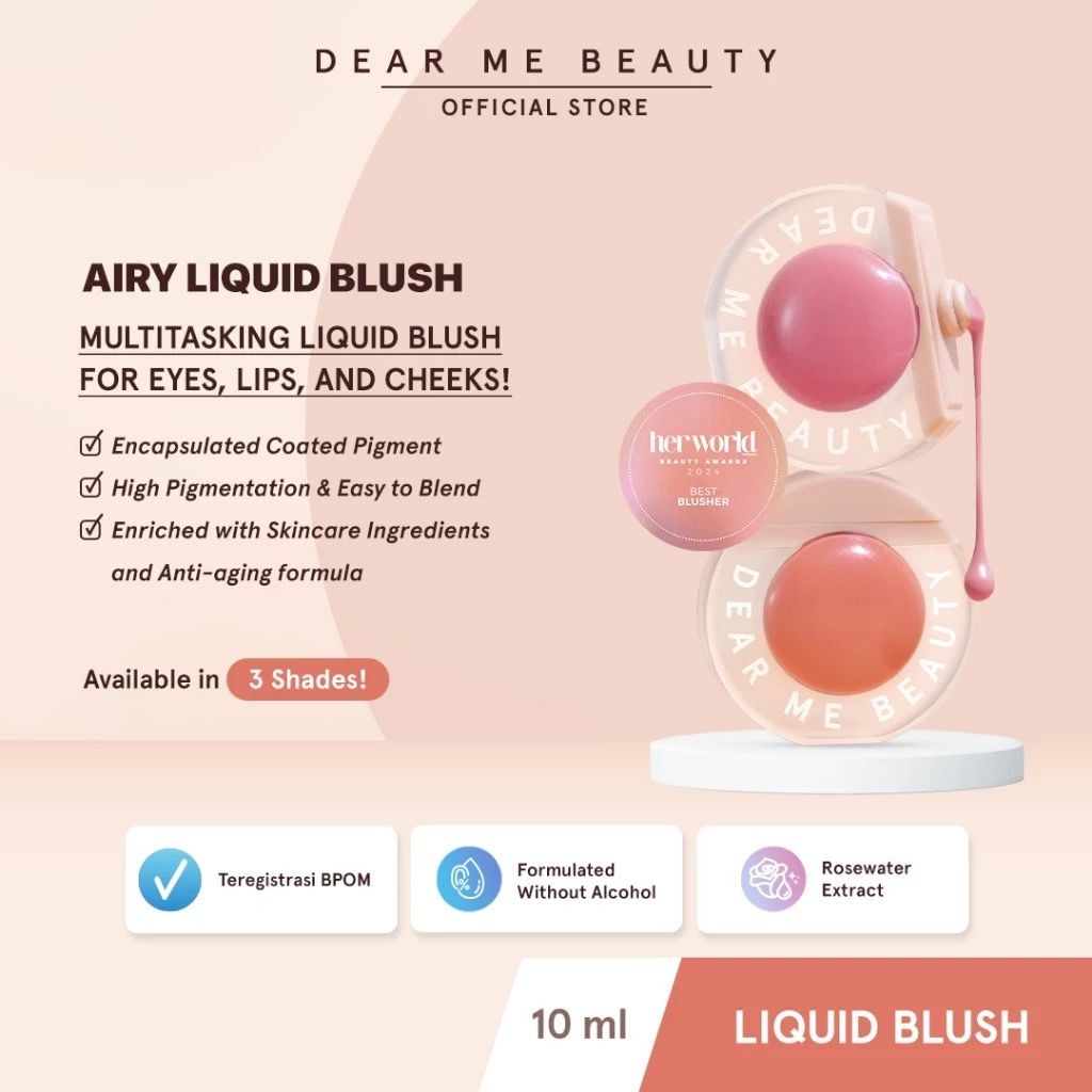 Jual Dear Me Beauty Airy Liquid Blush Desert Rose/Coral Rose/Tawny Rose 10ml BPOM | Shopee Indonesia