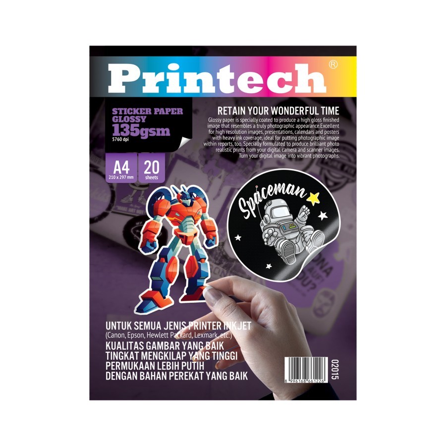 Jual Glossy Sticker Paper A4 Printech Max / Kertas stiker 135 gr / 20 lbr | Shopee Indonesia