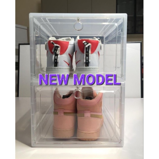 Jual JU87Y Kotak Sepatu Transparan Flip Buka Depan dan Buka Samping ...