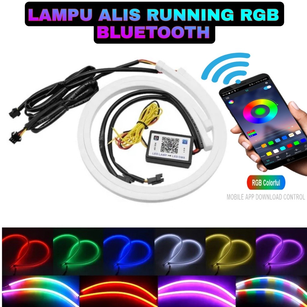 Jual New Lampu DRL Running LED RGB / Lampu Alis RGB Running Motor Mobil ...