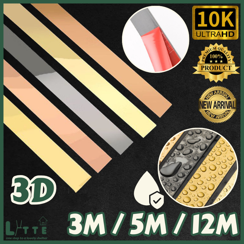 Jual LYTTE | 10K List Plat Strip Mirror Gold Stiker Dinding Wall ...