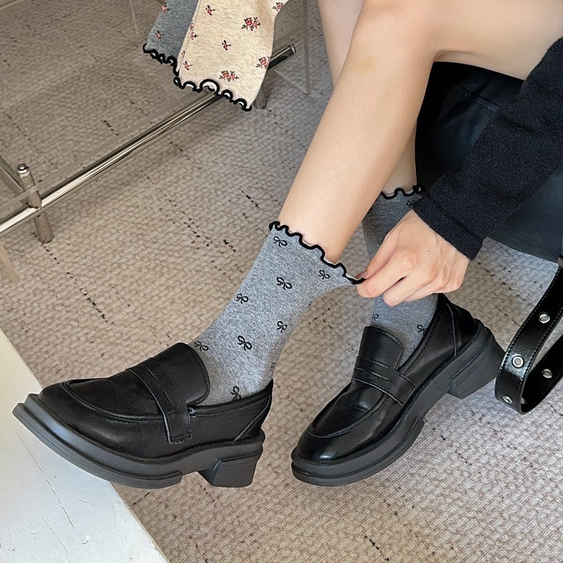 Jual Little Maple - Boncha Pattern Flower Korean Sock / Kaos Kaki ...