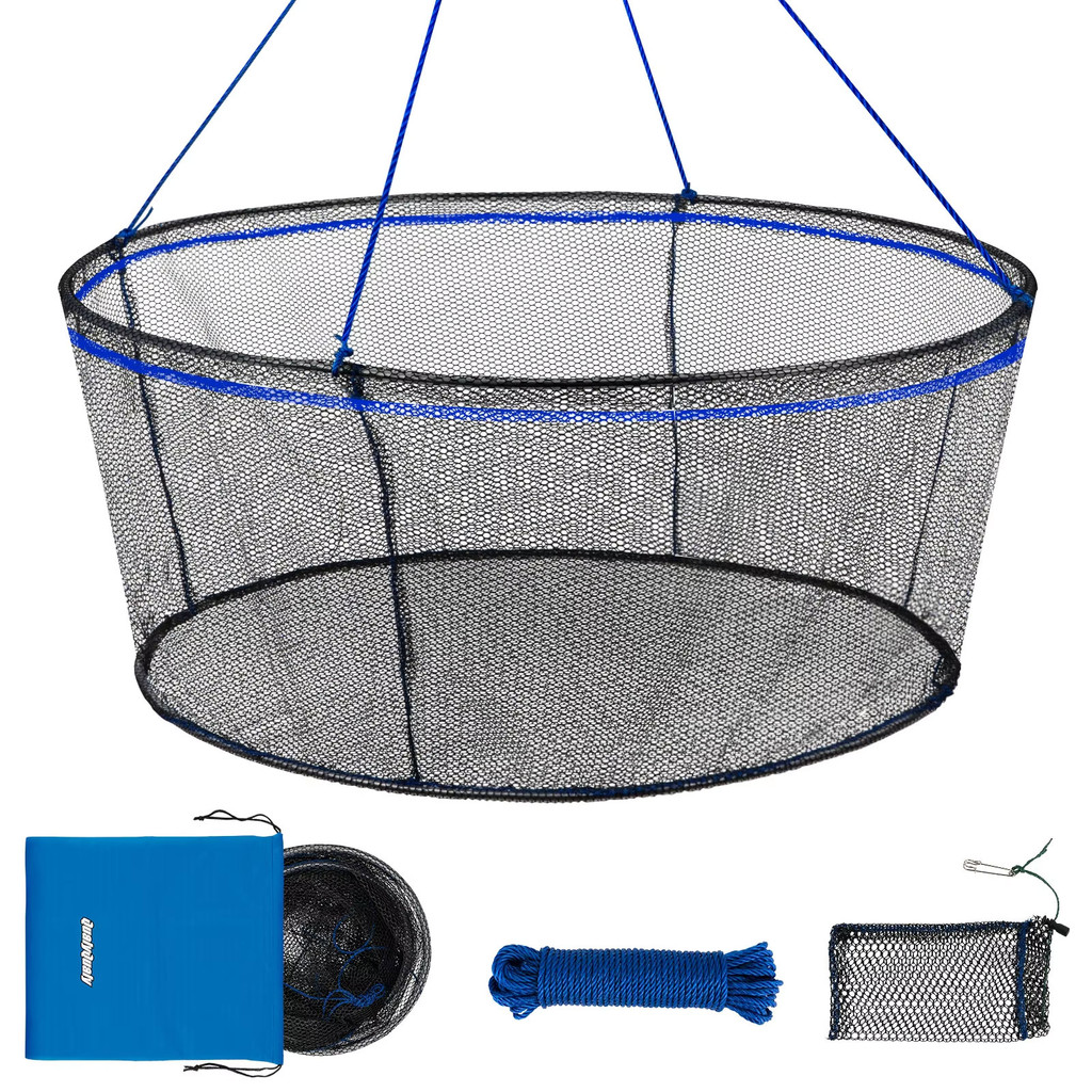 Jual 100cm Foldable Fishing Net Drop Fishing Net Shrimp Catcher Tank ...