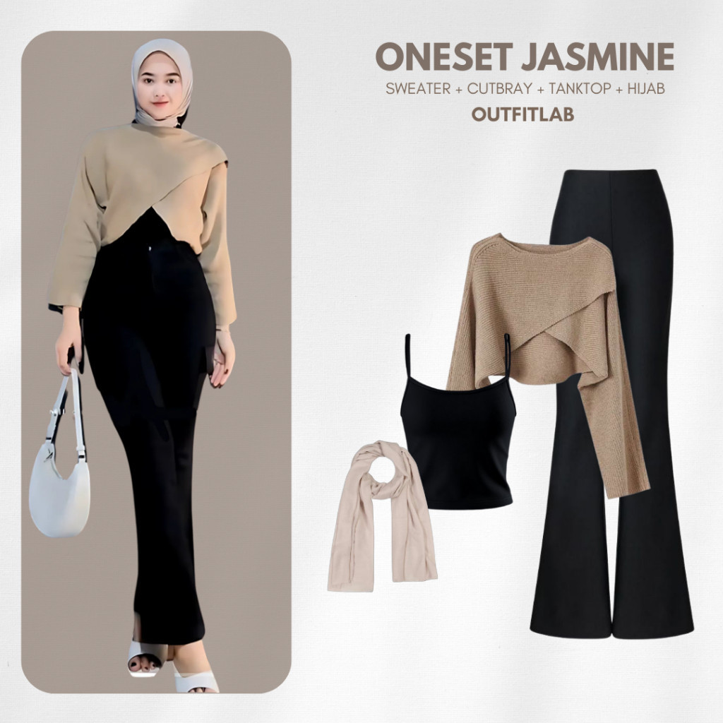 Jual Outfit Set Jasmine Setelan Meet Up ( Sweater + Tanktop + Cutbray ...