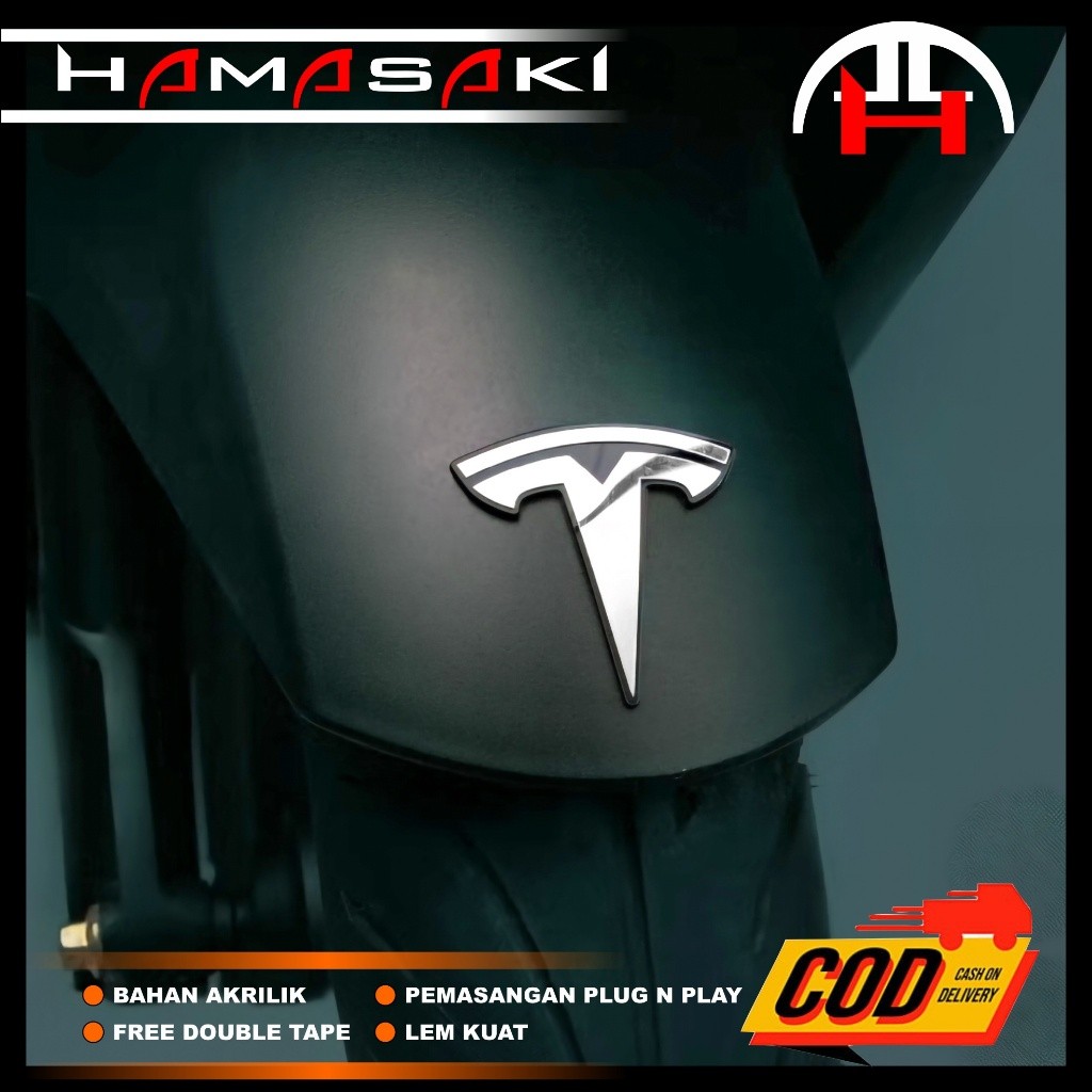 Jual 1PCS EMBLEM LOGO TESLA MOTOR MOBIL EMBLEM HELM SPAKBOARD MOTOR ...