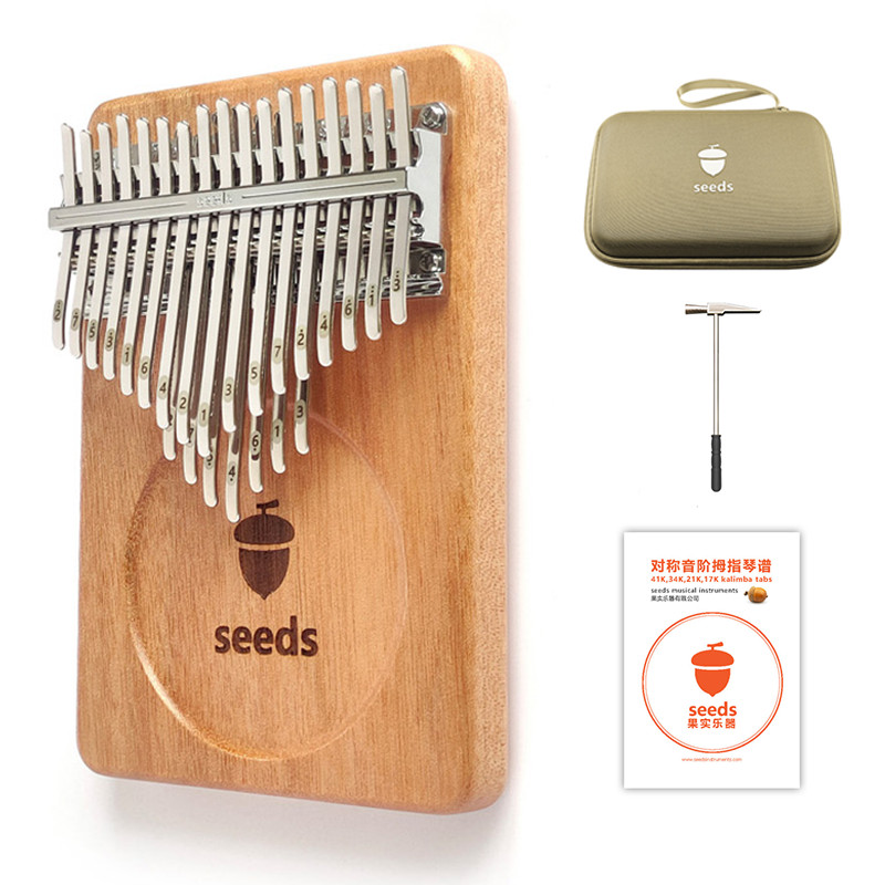 Jual Seeds Kalimba 21 Keys Thumb Piano Chromatic Scale Okoume Wood ...