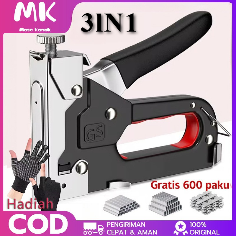 Jual MK Gratis 600 paku 3 In 1 Pistol Kuku Pistol Stapler Konstruksi ...