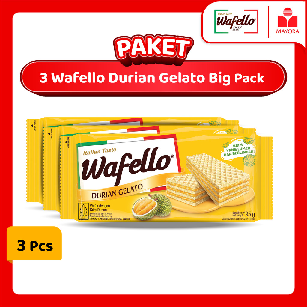 Jual Paket 3 Wafer Wafello Durian Gelato Big Pack | Shopee Indonesia