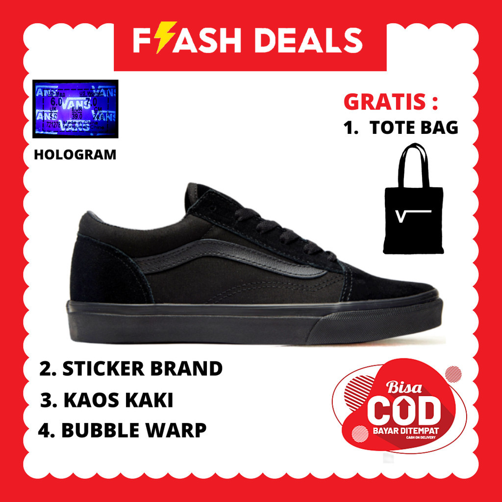 Jual Sepatu Old Skool Full Black | Sneakers Sekolah OldSkool All Black ...