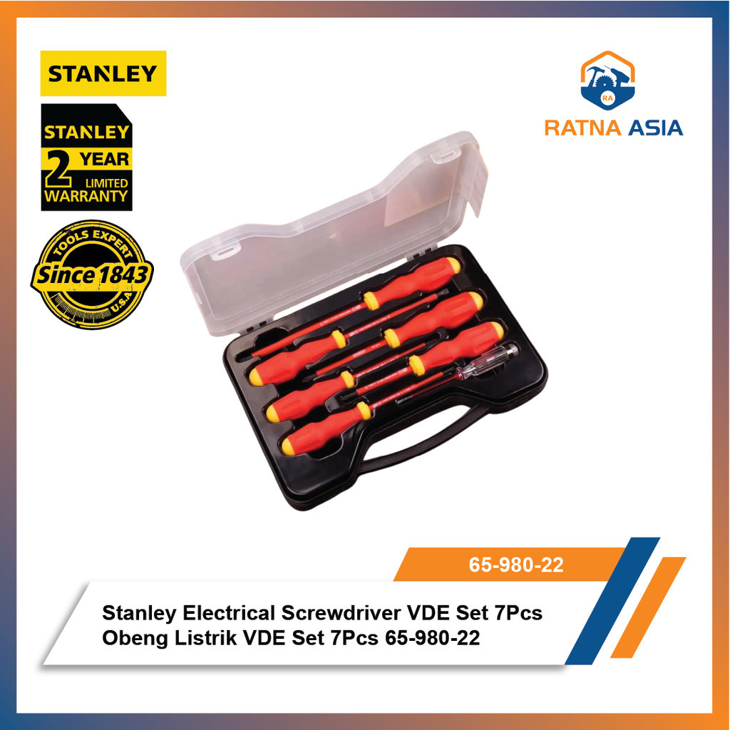 Jual Stanley Electrical Screwdriver VDE Set 7Pcs Obeng Listrik VDE Set ...