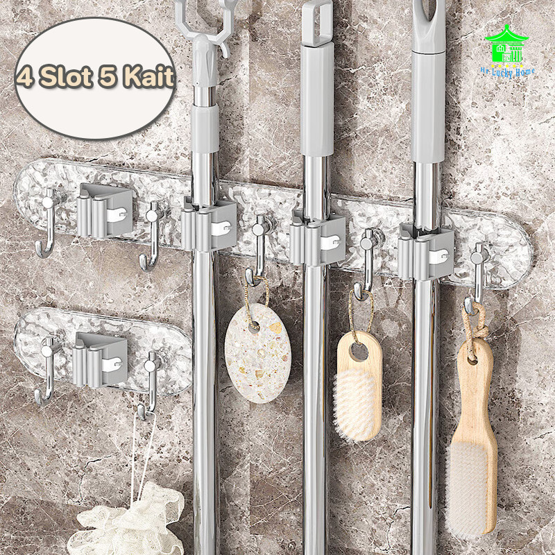 Jual [ Free Shipping]4 Slot 5 Kait Tempat Hanger Gantungan Sapu ...