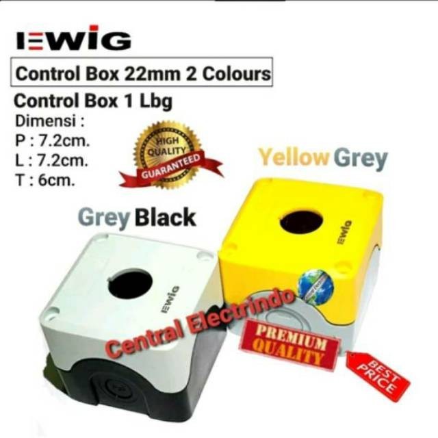 Jual Control Box Push Button EWIG 22mm 1 Lubang Abu2/Kuning New Model ...