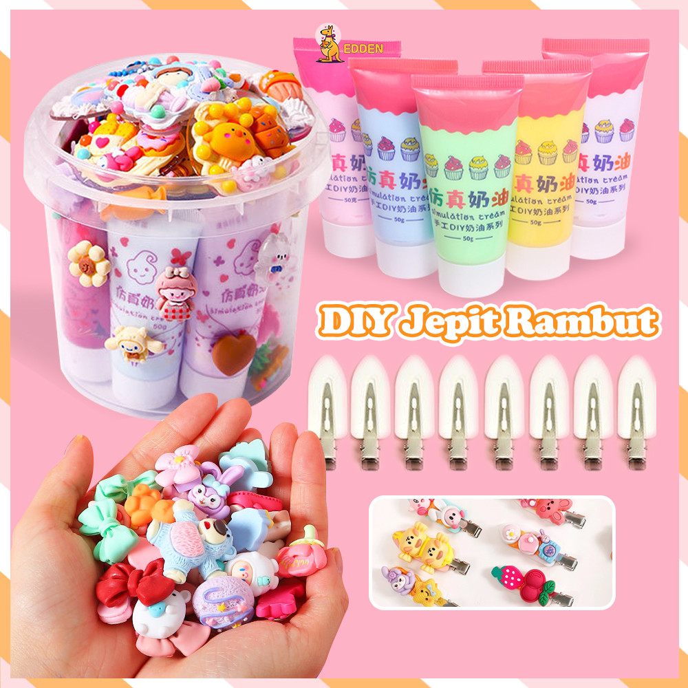 Jual Edden Mainan DIY Jepit Rambut Lem Krim Aksesoris Resin Lucu Cream ...