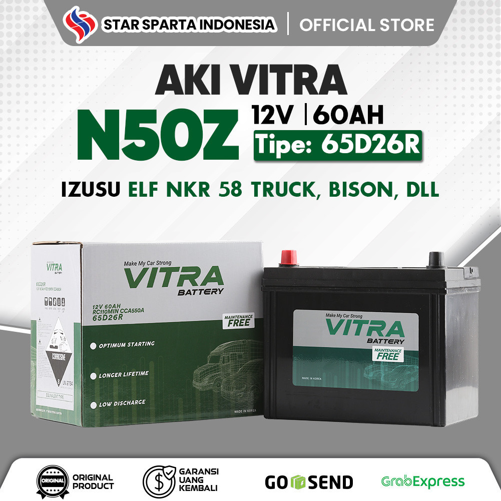 Jual Vitra - Aki N50Z 12V 60Ah untuk Izusu ELF NKR 58 Truck, BISON | Shopee Indonesia