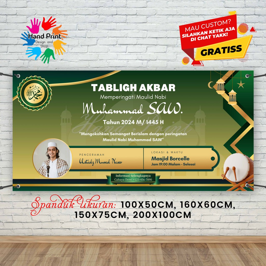 Jual Cetak Spanduk Banner Tabligh Akbar Hijau MMT Spanduk Custom ...