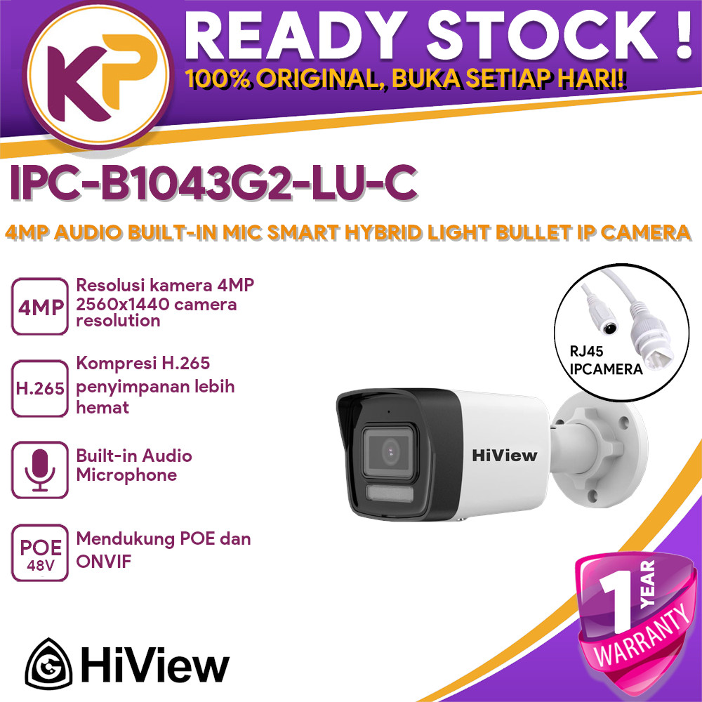 Jual HIVIEW IPC-B1043G2-LU-C 4MP AUDIO BUILT-IN MIC SMART HYBRID LIGHT BULLET IP CAMERA | Shopee ...