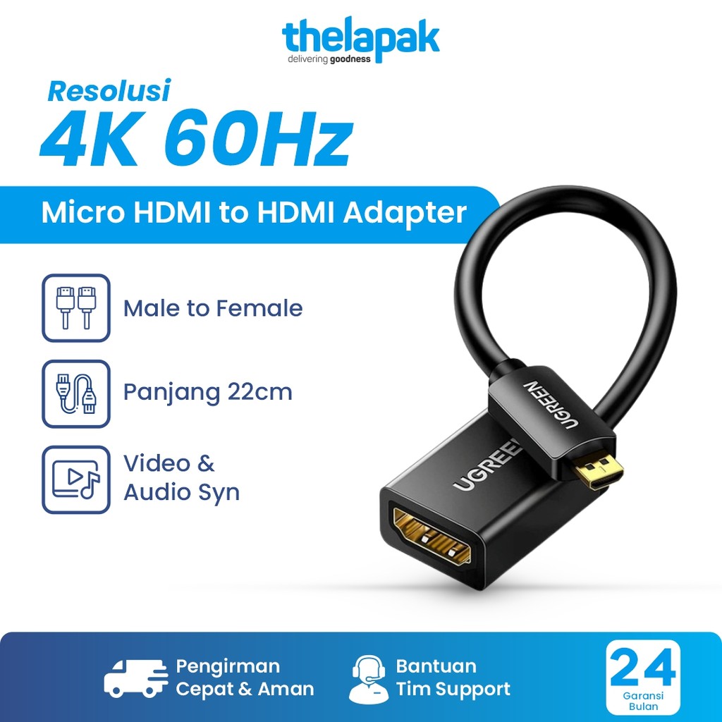 Jual UGREEN Kabel Micro HDMI to HDMI Converter Support 4K 3D Original | Shopee Indonesia