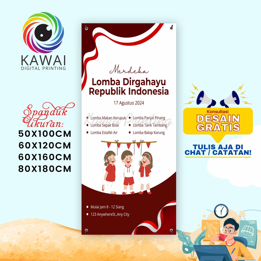 Jual SPANDUK / BANNER Lomba Dirgahayu Anak-Anak Free Desain | Shopee ...