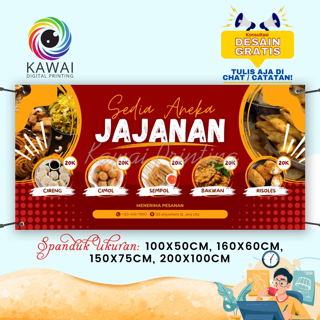 Jual SPANDUK / BANNER Aneka Jajanan Merah Free Desain | Shopee Indonesia