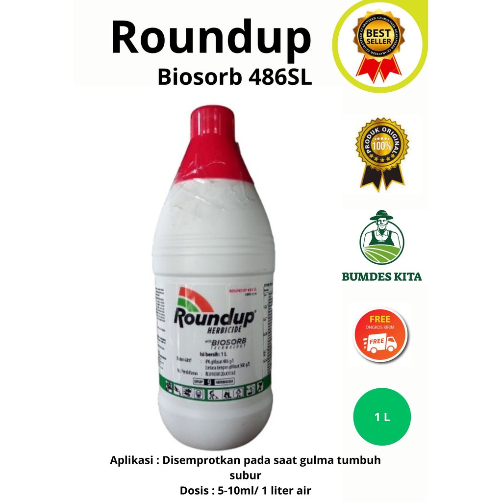 Jual ROUNDUP BIOSORB - 1 LITER ORIGINAL GARANSI HERBISIDA PEMBASMI ...