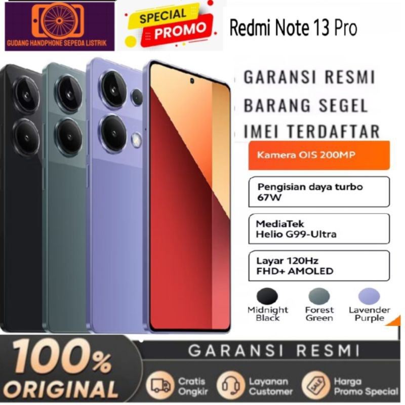 Jual Redmi Not 13PRO 4G 8/256 67w 5000mAh camera 200MP Original Garansi ...