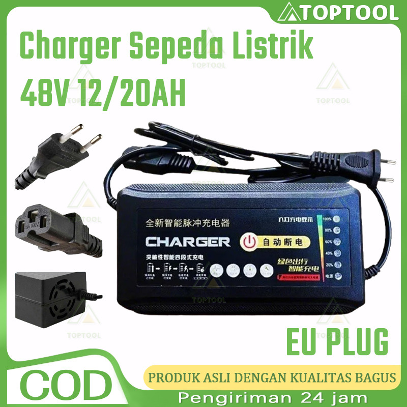 Jual Charger Sepeda Listrik 48V 12ah / 48V20AH Universal Charger Motor Listrik / Baterai Selis ...