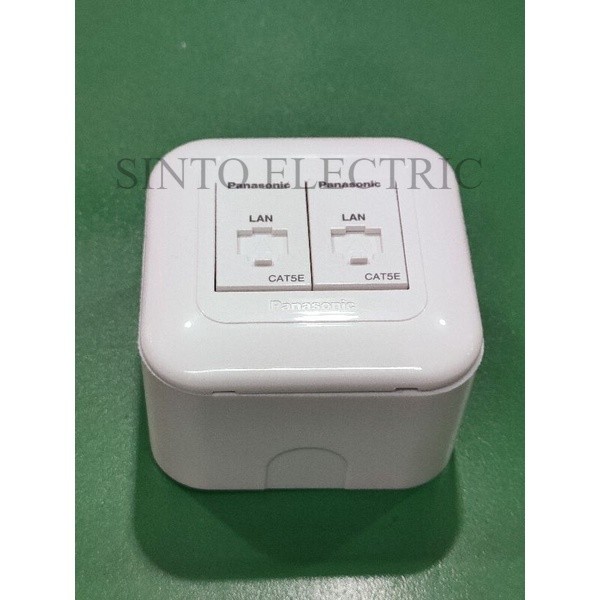 Jual Panasonic Outlet Data Cat5 2 Gang + Outbowdus Wide Series White ...