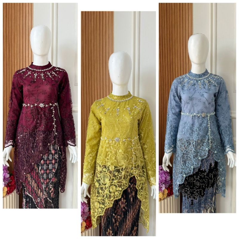 Jual Setelan kebaya blus Aulia //kebaya brokat kondangan//kebaya pesta ...