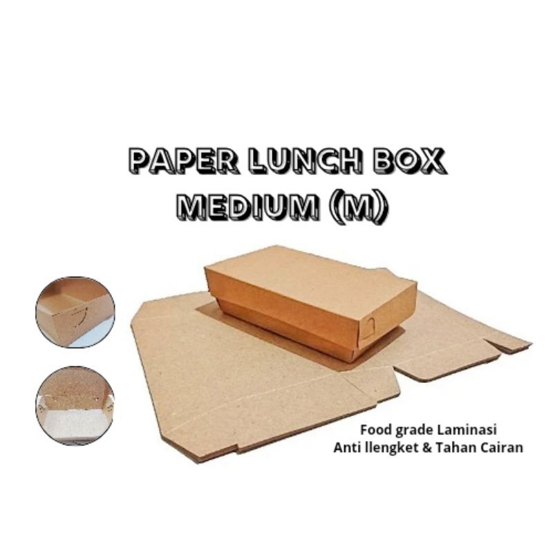 Jual Paper Lunch Box Coklat/Kotak Makan Kertas/Kemasan Makanan Kraft ...