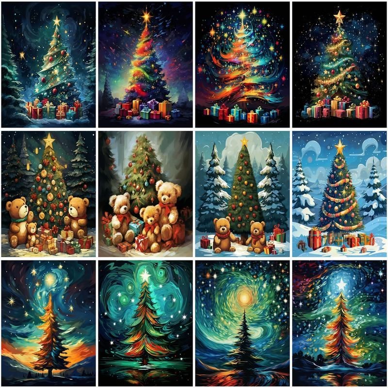 Jual CHENISTORY Coloring By Number Christmas Tree For Adults DIY Frame ...