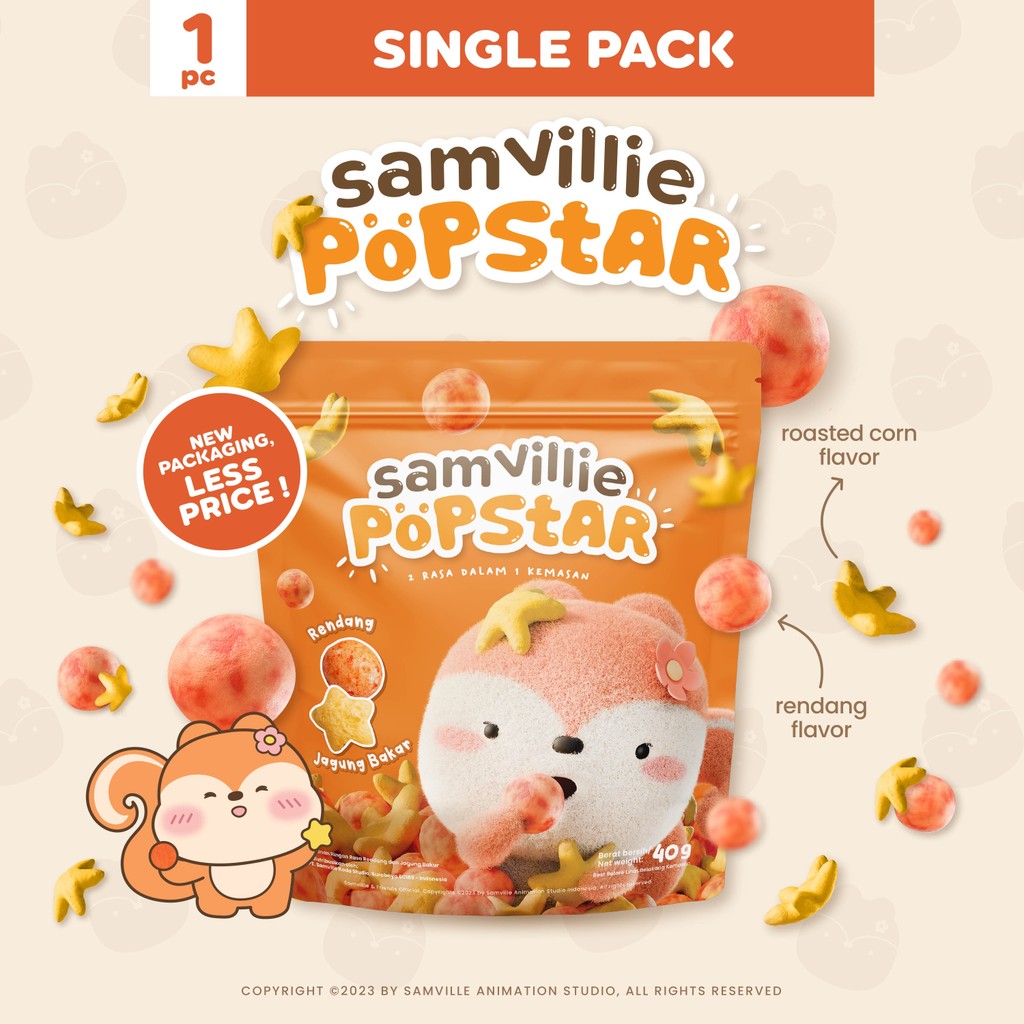 Jual Samvillie Popstar | Snack Rasa Jagung Bakar & Rendang Asin Gurih ...
