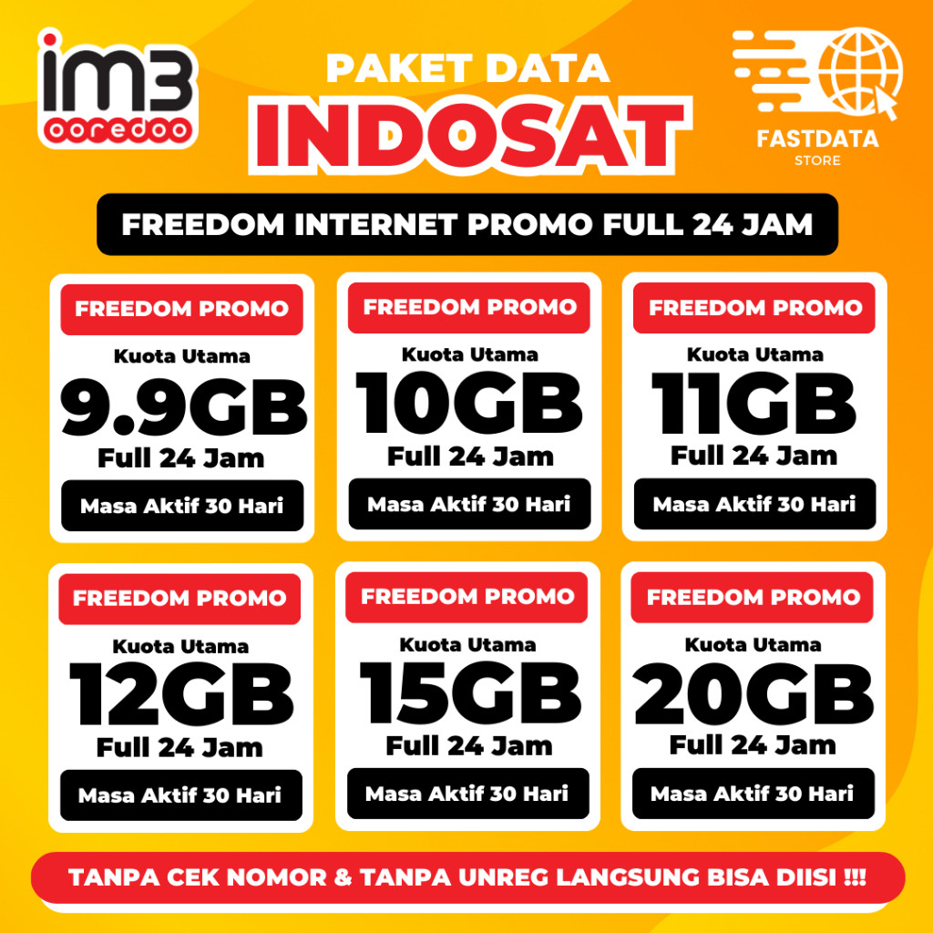 Jual PAKET DATA INDOSAT FREEDOM INTERNET PROMO FULL 24 JAM SUPER MURAH ...