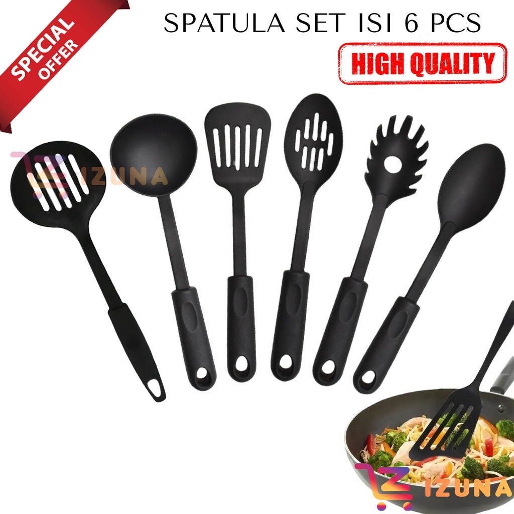 Jual [IZUNA] SPATULA SET ISI 6 PCS / SUTIL SENDOK SAYUR PERALATAN MASAK ...
