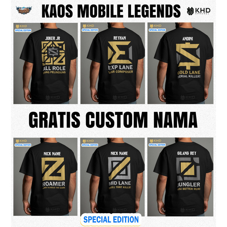 Jual Kaos distro Game l KHD Apparel All Role Baju ML Custom Nama MLBB ...