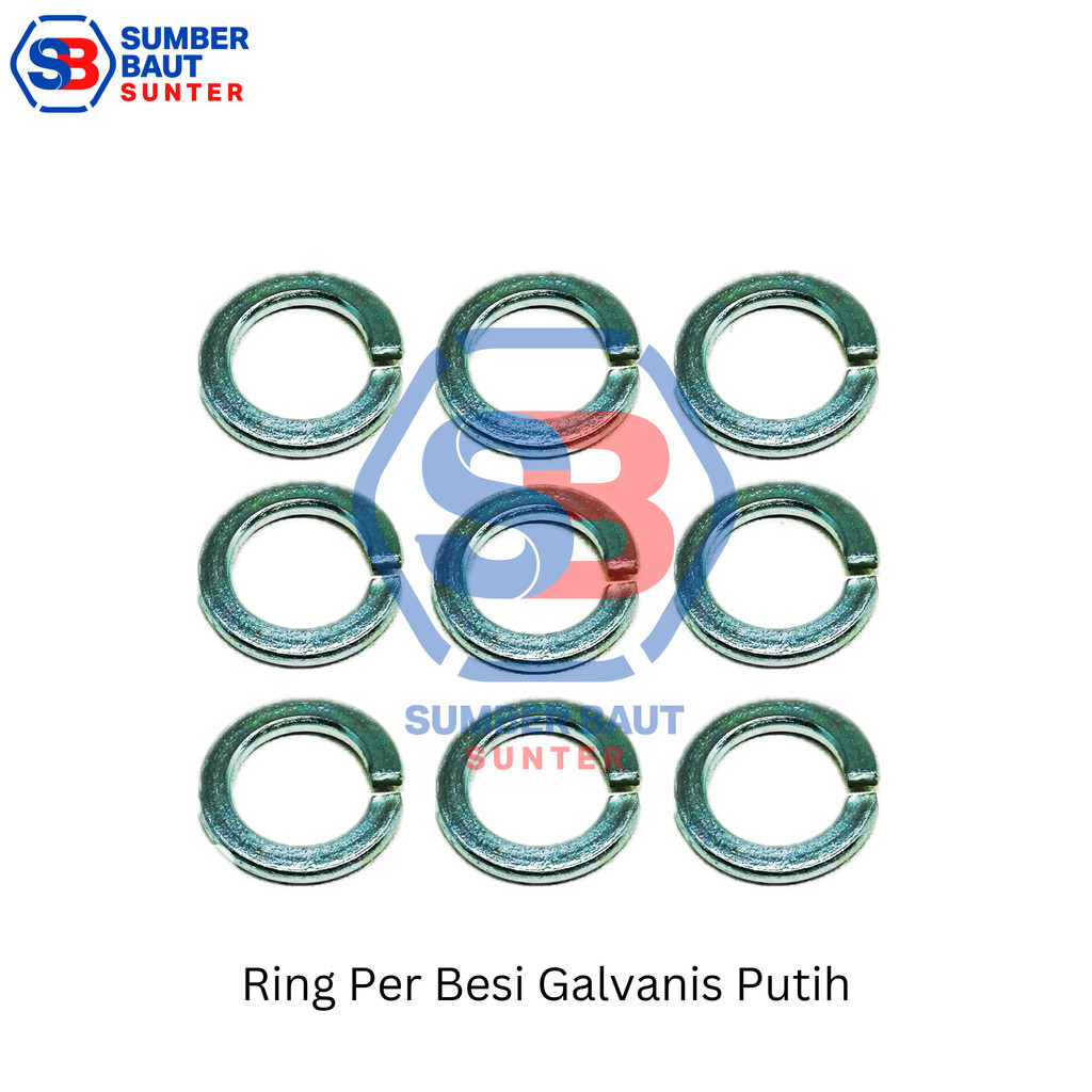 Jual M4 Ring Per Besi Putih Galvanis 4mm Spring Washer ( Isi 100 pcs ...