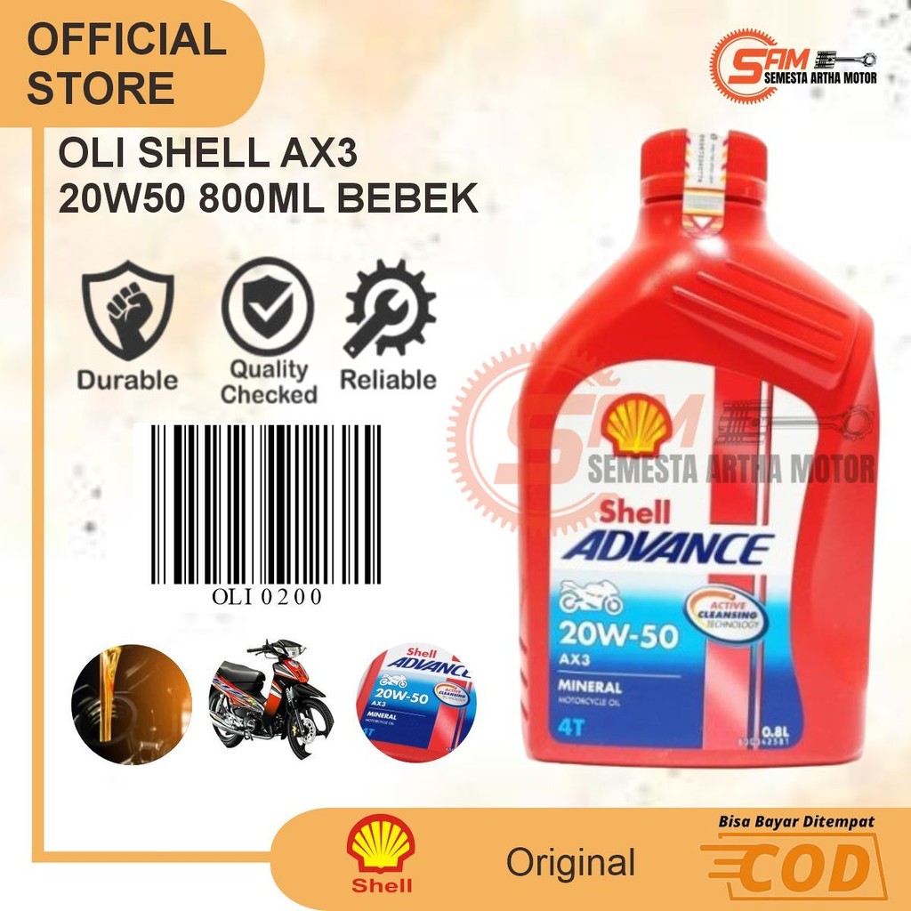 Jual Oli Shell Advance AX3 20W-50 800ml Mineral API SG JASO MA Motor Bebek | Shopee Indonesia