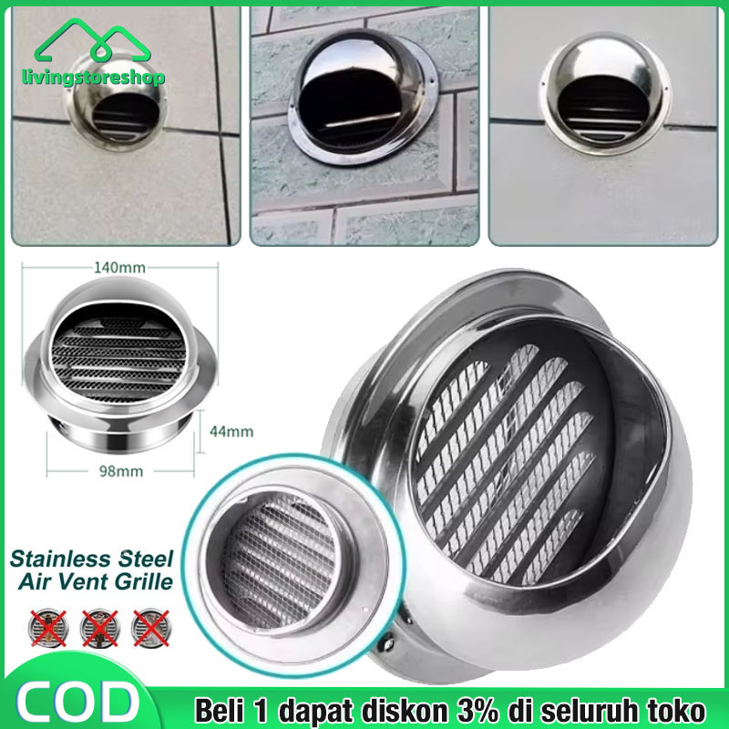Jual 100mm 4' inch Stainless Steel Vent Cap GRILL PENUTUP INLINE DUCT ...