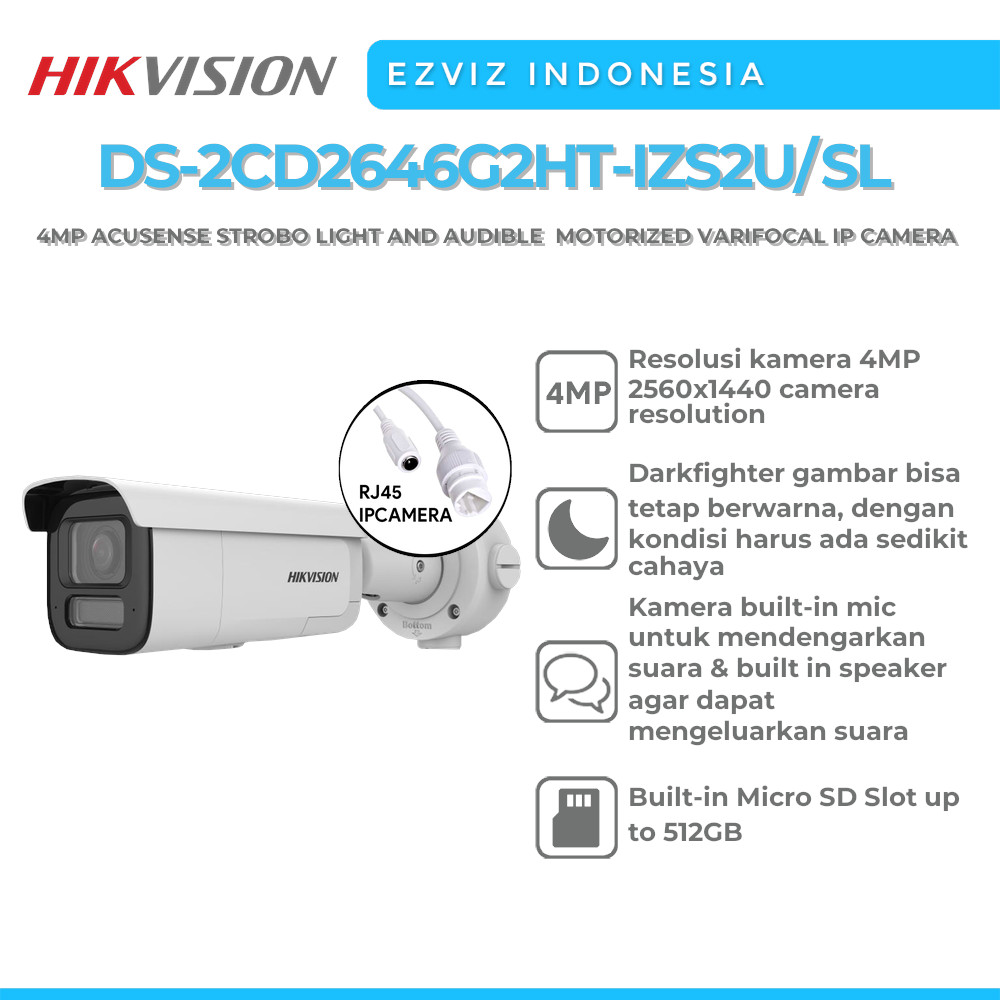 Jual HIKVISION DS-2CD2646G2HT-IZS2U/SL 4MP ACUSENSE STROBO LIGHT AND ...