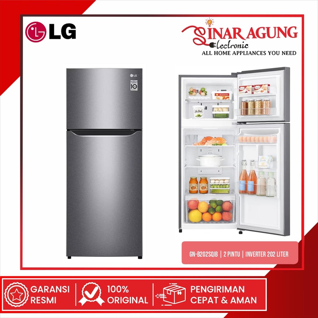 Jual LG GN-B202SQIB KULKAS 2 PINTU 202 LITER INVERTER HEMAT LISTRIK ...