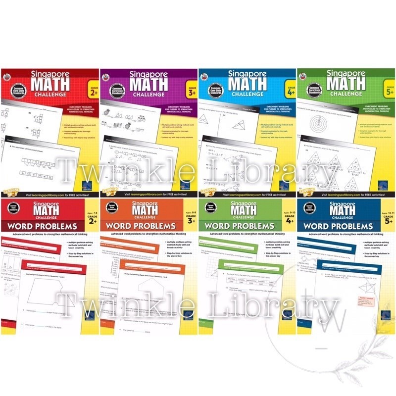 Jual Singapore MATH Challenge & Word Problems Grades 2+ 3+ 4+ 5+ 6 7 ...