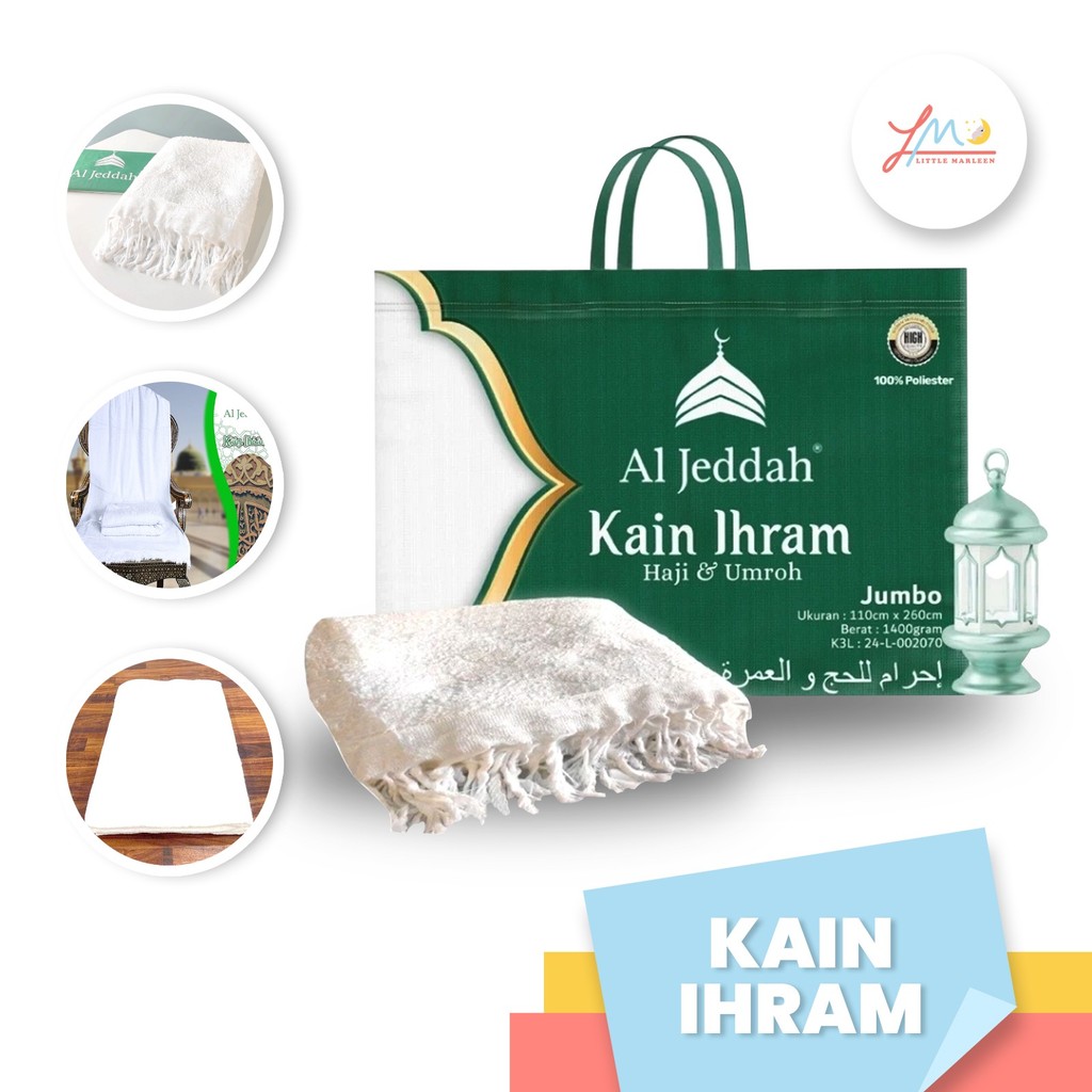 Jual Kain Ihram Al-Jeddah Jumbo 110 x 260 cm Kain Ihrom Haji Umroh ...