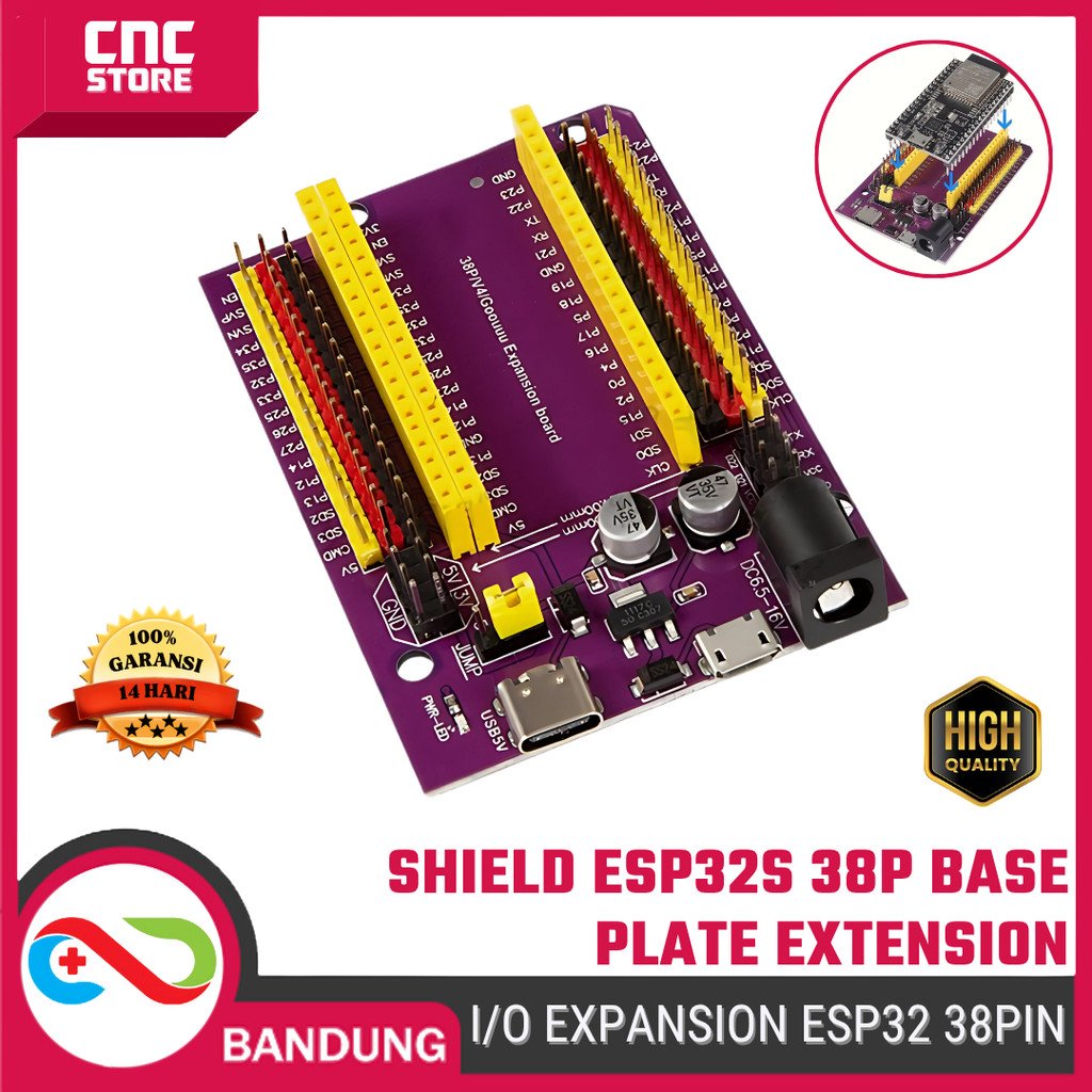 Jual I/O Expansion Shield ESP32 – Base Plate Extension 38 Pin untuk ...