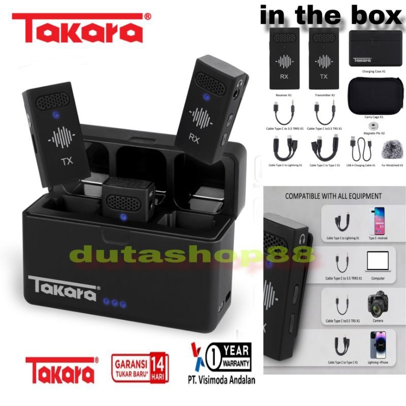 Jual TAKARA INTRO X3 MICROPHONE WIRELESS ALL IN ONE MIC WITH CHARGING ...