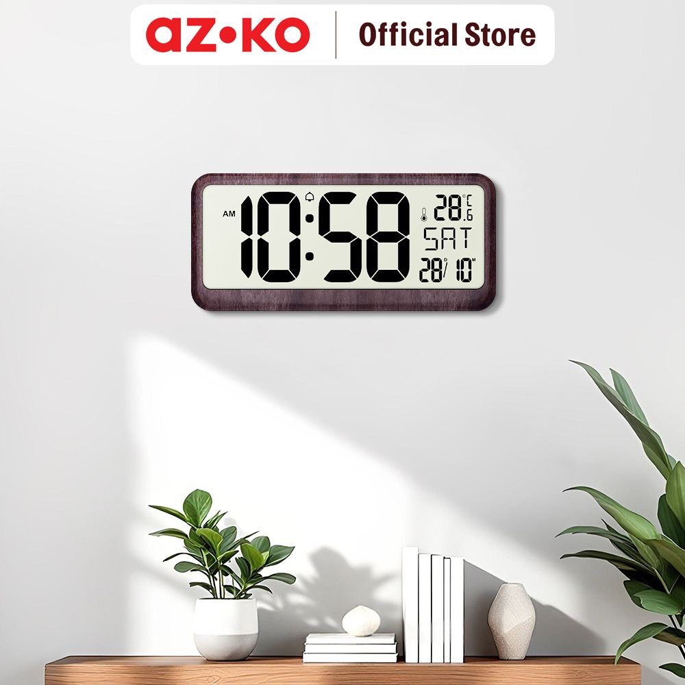 Jual AZKO Forhom Jam Dinding Lcd Digital - Cokelat Wall Clock Jam ...