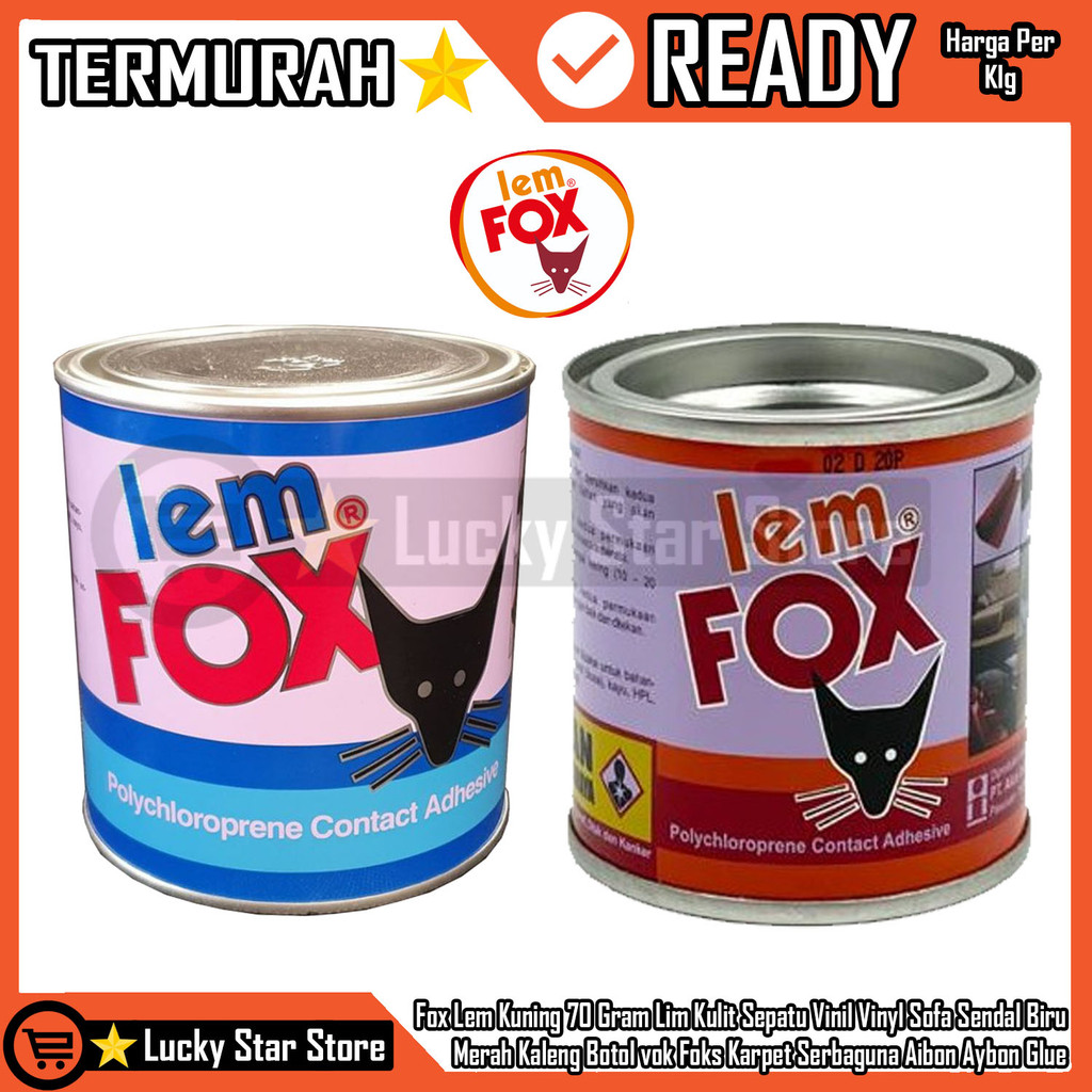 Jual Lem Fox Foks Fok Merah Kuning 70 Gr Gram Karpet Sendal Kulit Kayu ...