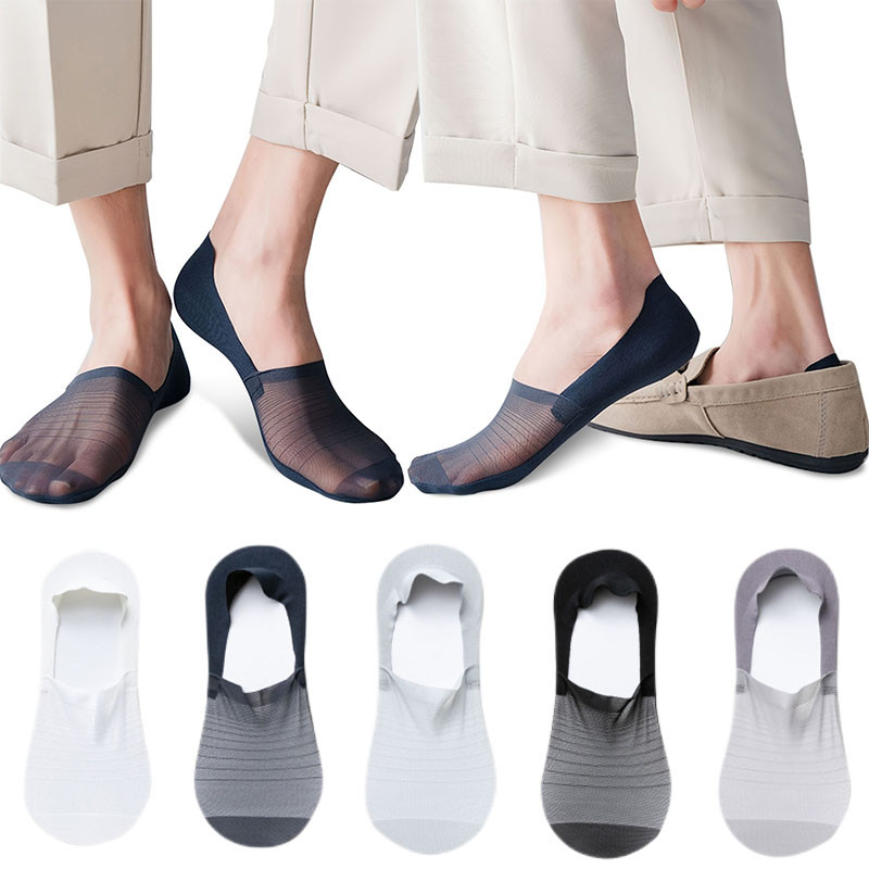Jual 3pairs Socks for Men Summer Ultra-thin Invisible Men's Boat Sock ...