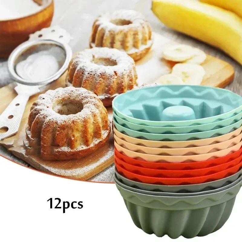 Jual 12PCS Silicone Mafen Cup Cake Mold Making Cake Pudding Jelly Mold ...